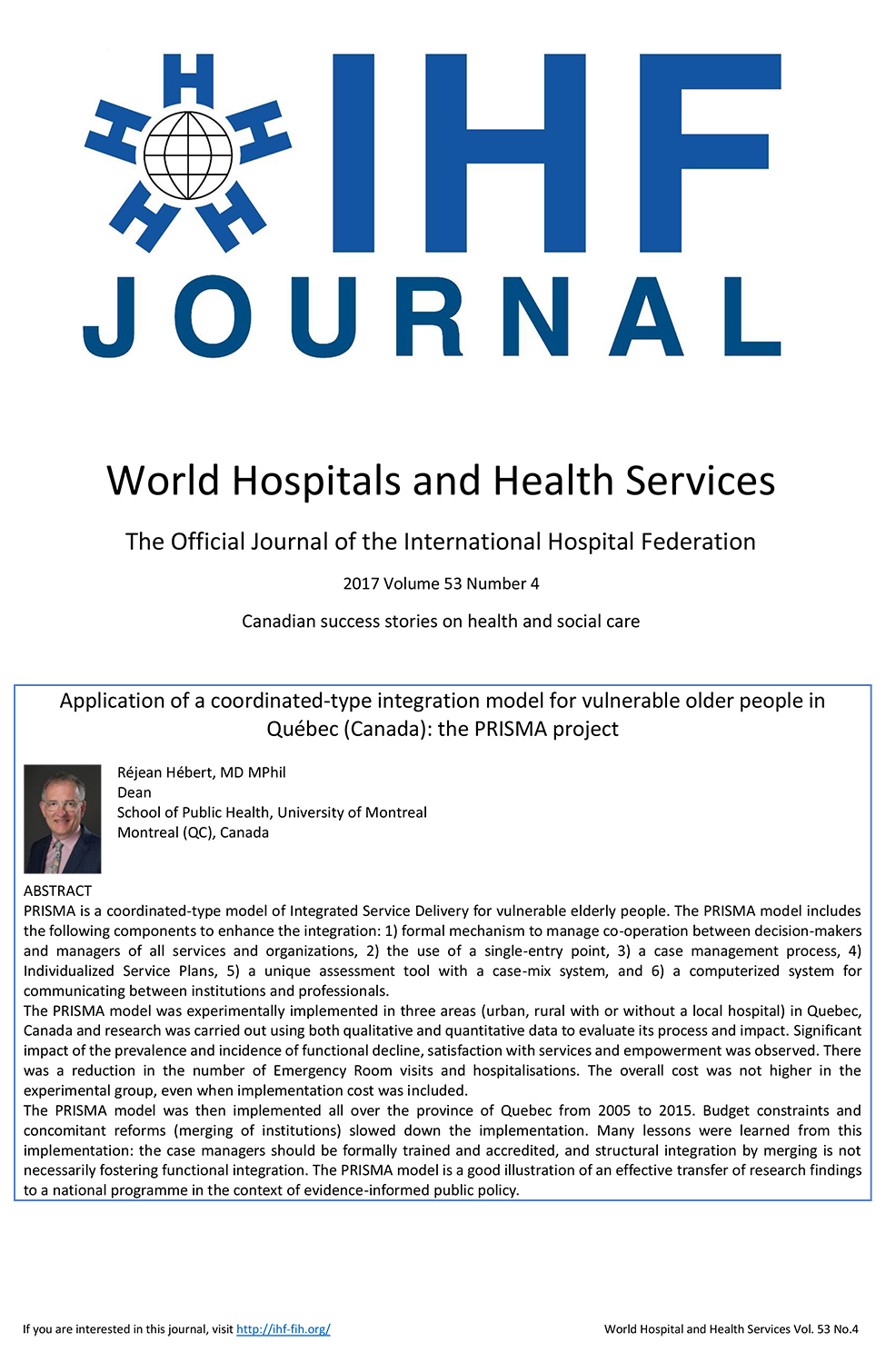 IHF Journal - World Hospitals and Health Service - International Hospital