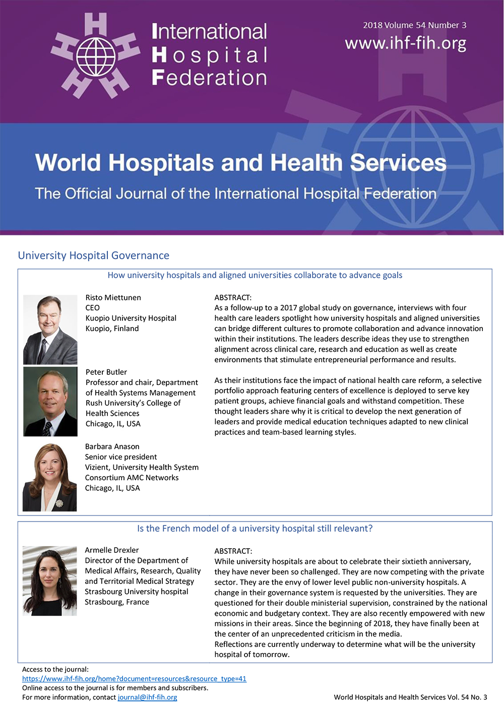 IHF: University Hospital Governance - International Hospital