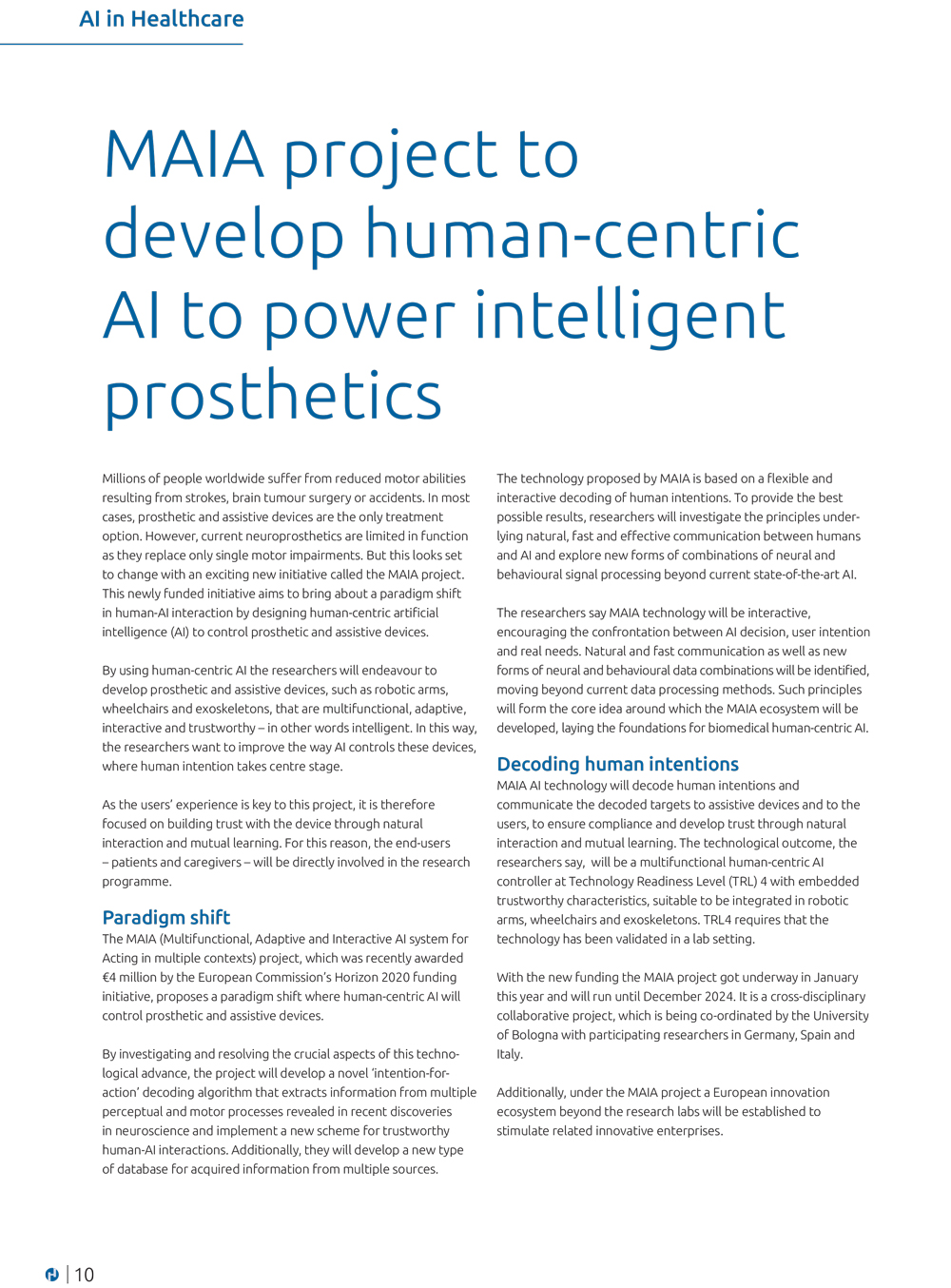 MAIA project to develop human-centric AI to power intelligent ...